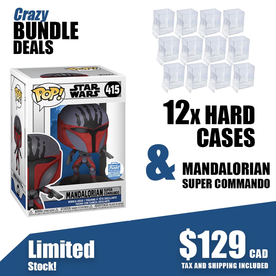 Mandalorian Super Commando + 12 Pack of Pop Collectors Hard Case Prote ...