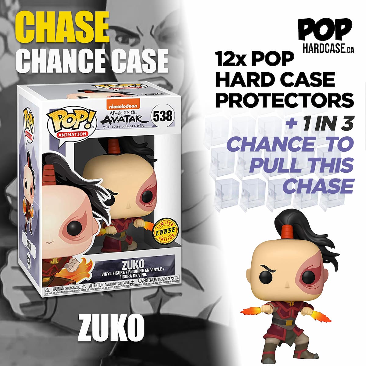 Zuko Avatar Chase Funko Pop + 12-Pack of Pop Hard Case Protectors – Pop ...